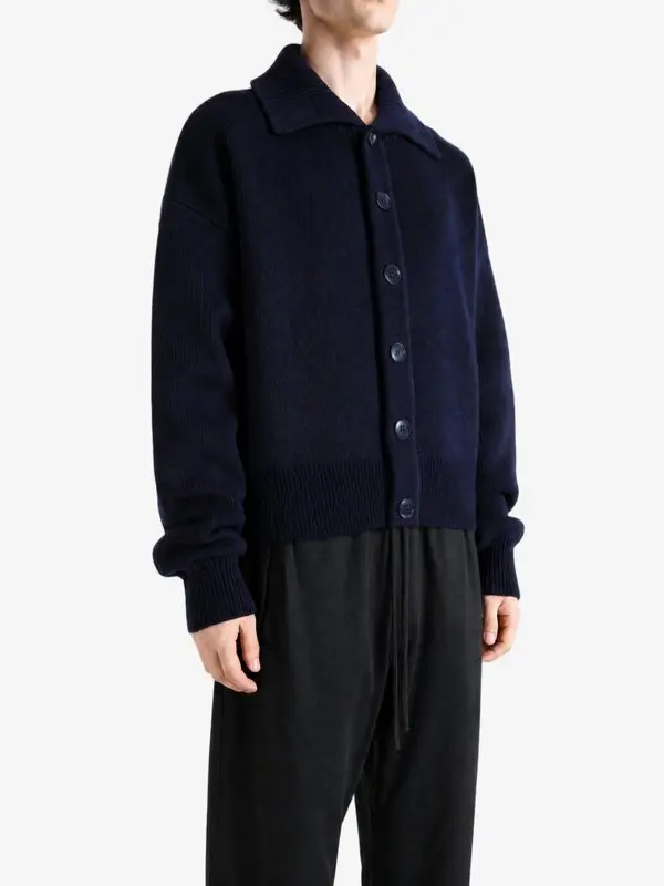 Extreme Cashmere Clement High Neck Cardigan With Button Detail - Blue