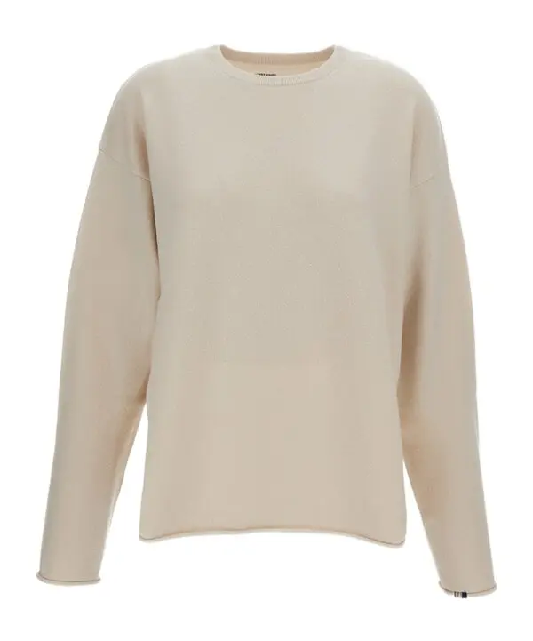 Extreme Cashmere Long-sleeved Crewneck Jumper With Ribbed Detailing - Off-white