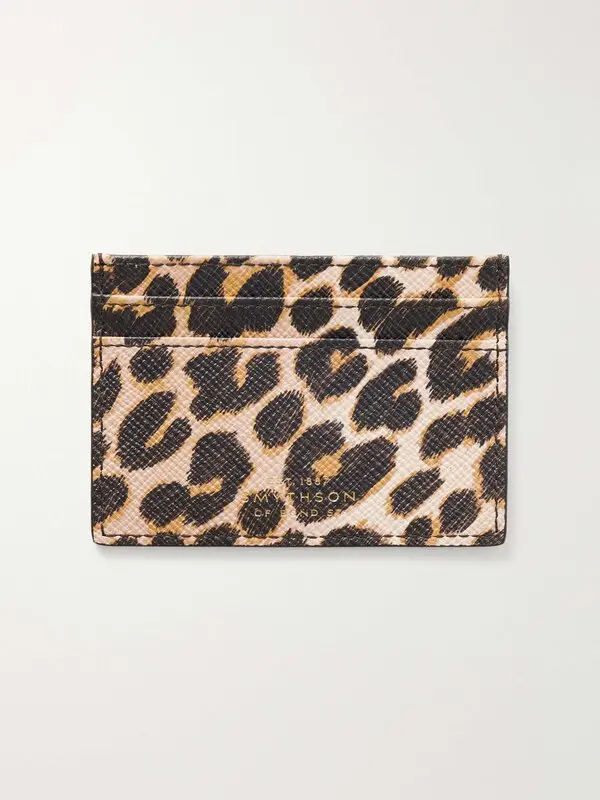 Smythson Panama Leopard-printed Leather Cardholder