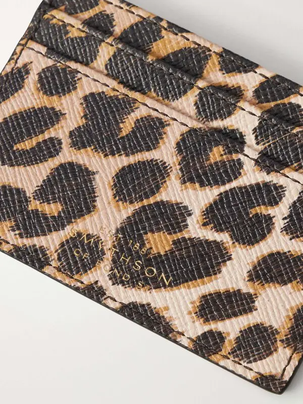 Smythson Panama Leopard-printed Leather Cardholder