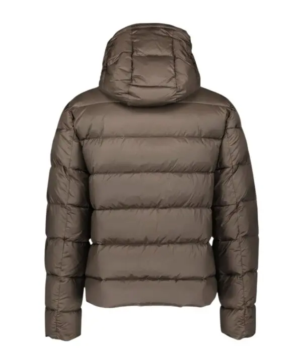 FAY Double-zip Hooded Down Jacket With Striped Design - Dark Brown
