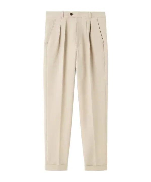 Loro Piana Pleated Cuffed Trousers - Ceramic Beige