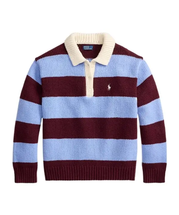 Polo Ralph Lauren Striped Rugby Jumper - Burgundy/blue