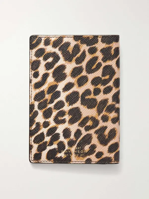 Smythson Panama Leopard-print Leather Passport Holder