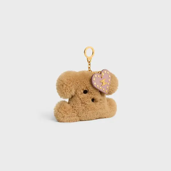 Celine Triomphe Pom-pom Charm In Embroidered Shearling And Calfskin