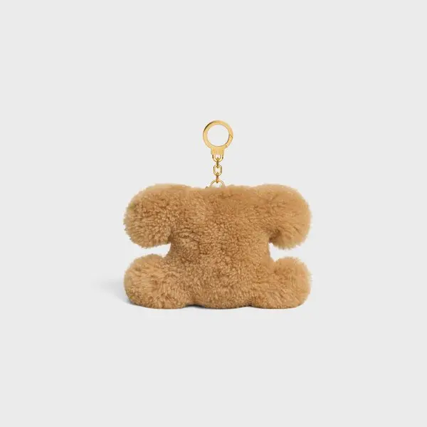 Celine Triomphe Pom-pom Charm In Embroidered Shearling And Calfskin