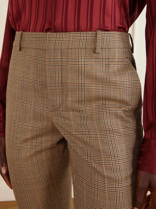 Saint Laurent Prince Of Wales Virgin Wool Flared Pants