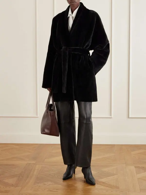 Nour Hammour Paneled Shearling Coat