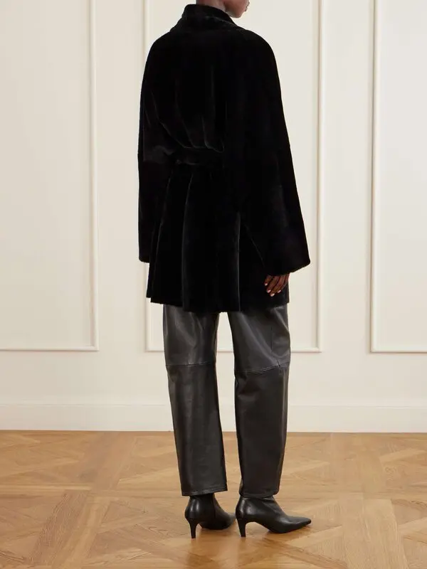 Nour Hammour Paneled Shearling Coat