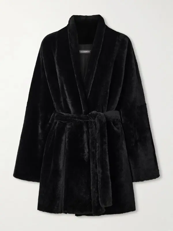 Nour Hammour Shearling Coat - Black