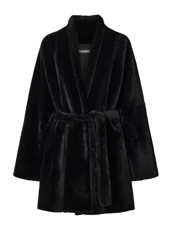 Nour Hammour Shearling Coat - Black