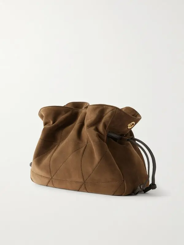 Saint Laurent Jamie Quilted Suede Shoulder Bag - Brown