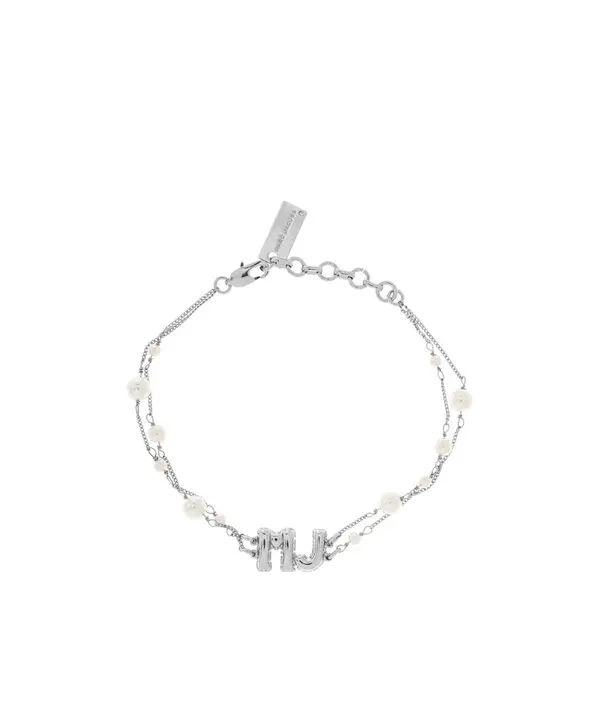 Marc Jacobs Logo Charm Embellished Bracelet - Silver