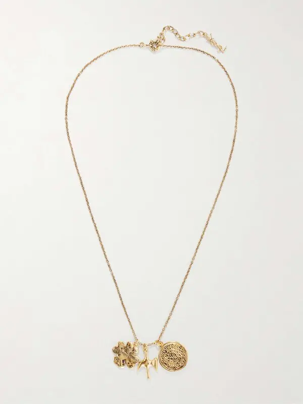 Saint Laurent Charm Pendant -tone Necklace - Gold