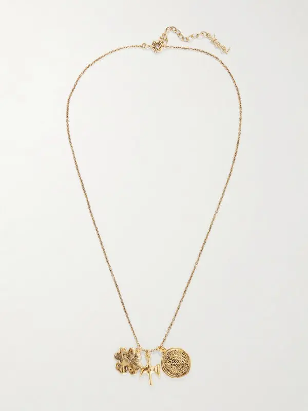 Saint Laurent Charm Pendant Necklace - Gold