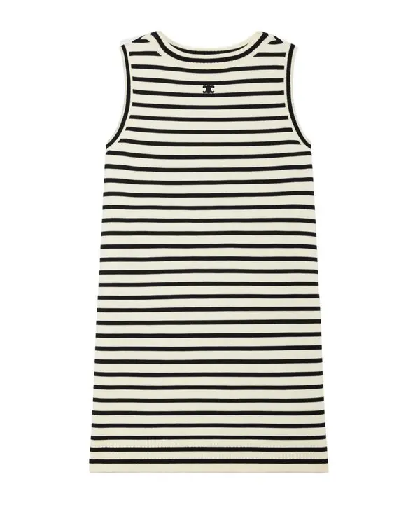 Celine Triomphe Marinière Mini Dress In Wool - Hazel/black