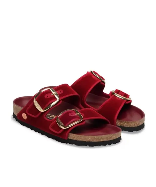 BIRKENSTOCK Arizona Big Buckle Piping Rivet Logo Slides