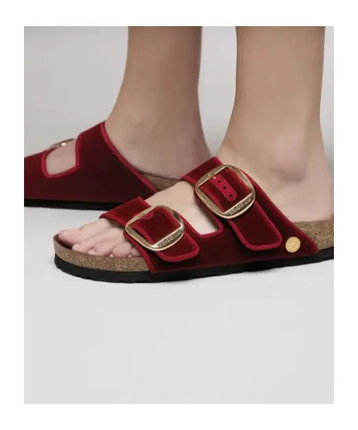 BIRKENSTOCK Arizona Big Buckle Piping Rivet Logo Slides