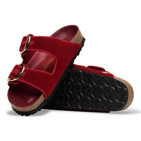 BIRKENSTOCK Arizona Big Buckle Piping Rivet Logo Slides