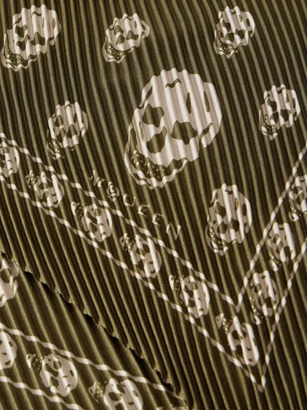 Alexander McQueen Printed Plissé Silk-satin Scarf