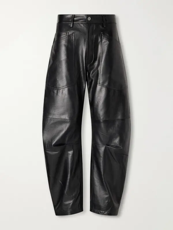 NILI LOTAN Shon Leather Barrel-leg Pants - Blue