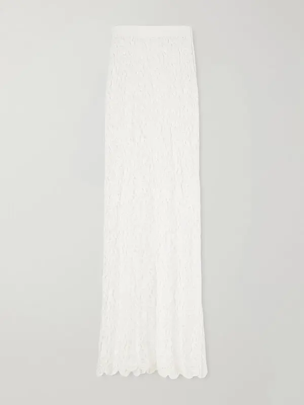 Miguelina Viviana Guipure Lace Cotton Maxi Skirt - White