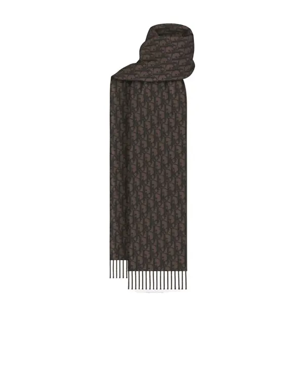 Dior Oblique Double-sided Scarf - Brown/black