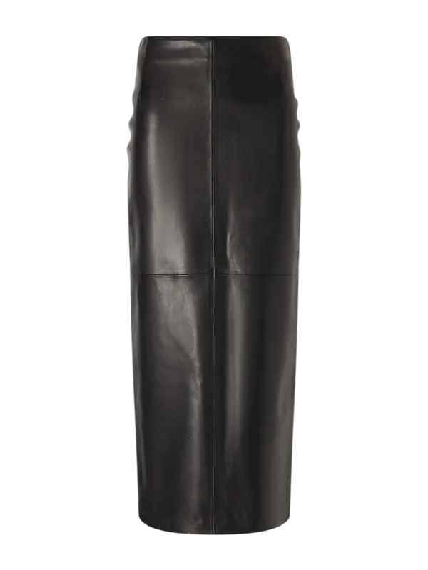 Nour Hammour Selly Paneled Leather Maxi Skirt - Black