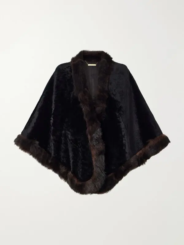 Nour Hammour Shearling Shawl - Black
