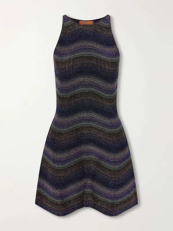 Missoni Metallic Striped Crochet-knit Mini Dress - Multi