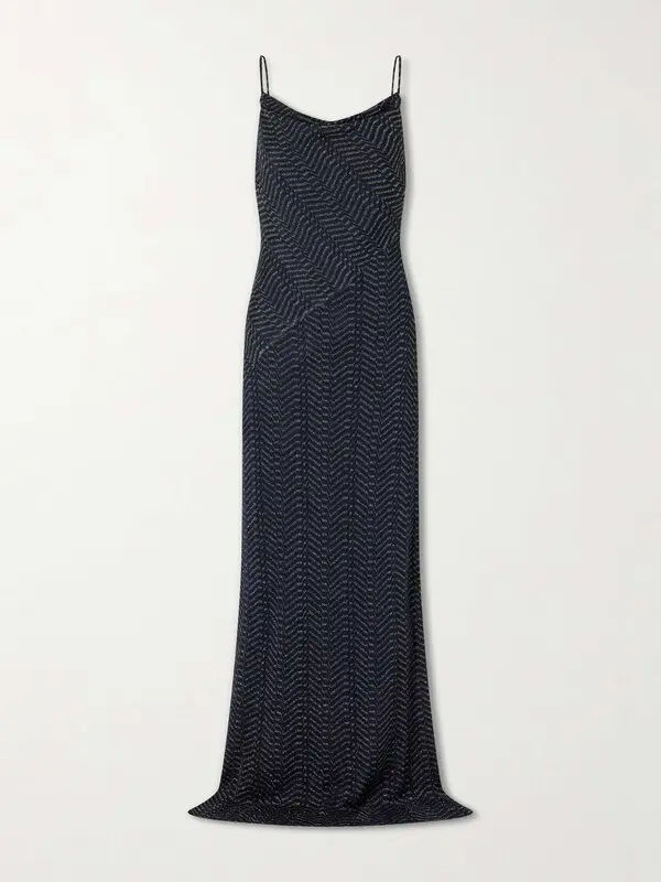 Missoni Striped Metallic Crochet-knit Maxi Dress - Blue