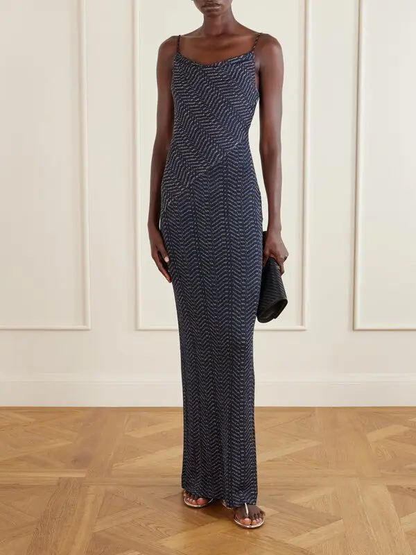 Missoni Chevron Metallic Crochet-knit Maxi Dress