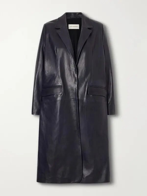 Nour Hammour Isaline Leather Coat - Blue