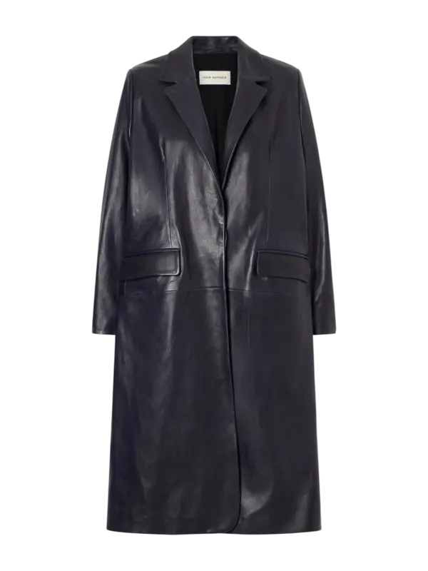 Nour Hammour Isaline Leather Coat - Blue