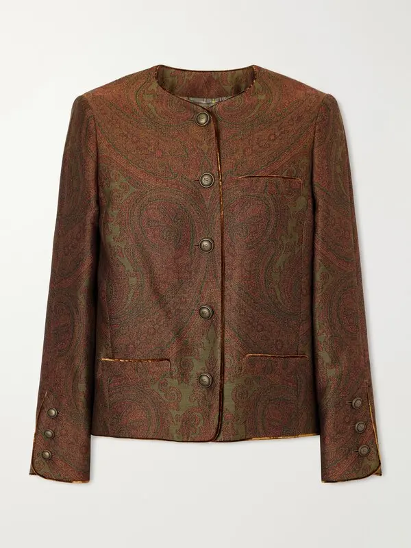 Etro Paisley-jacquard Crepe Blazer - Green