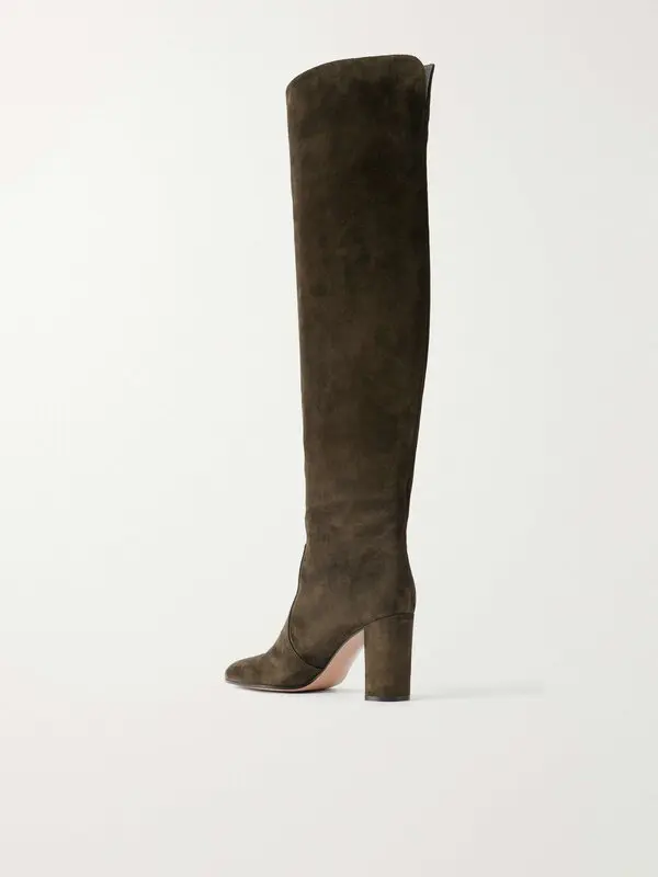 GIANVITO ROSSI Glen Cuissard 85 Over-the-knee Suede Boots - Army Green