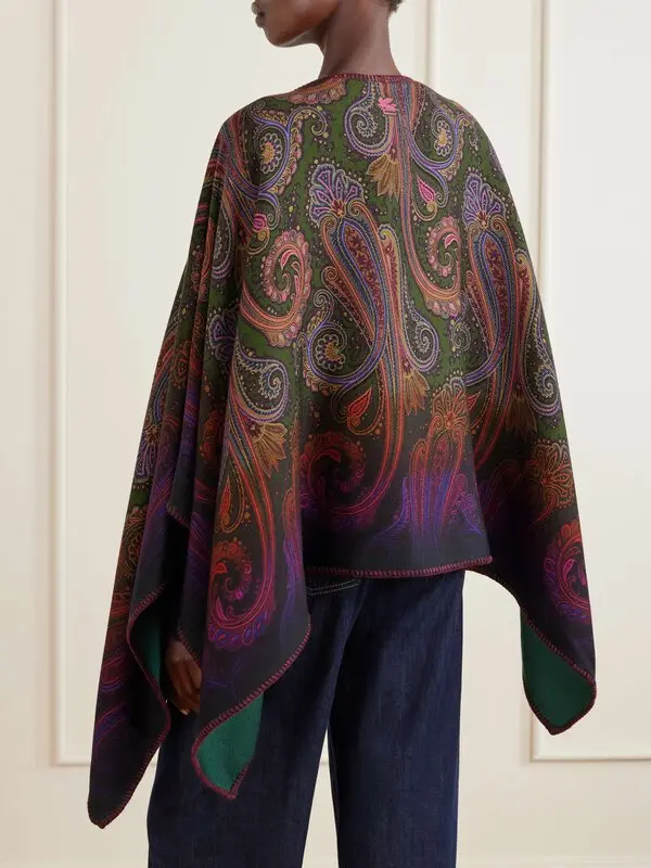 Etro Reversible Paisley-jacquard Wool-blend Cape