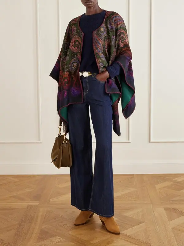 Etro Reversible Paisley-jacquard Wool-blend Cape