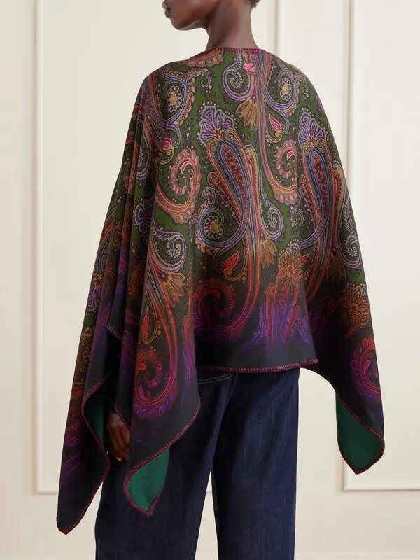 Etro Reversible Paisley-jacquard Wool-blend Cape