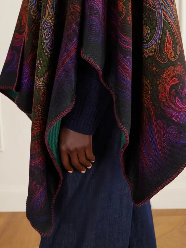 Etro Reversible Paisley-jacquard Wool-blend Cape