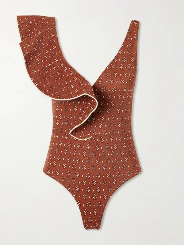 Johanna Ortiz Boleros" Printed Recycled One Piece Swimsuit - Brown