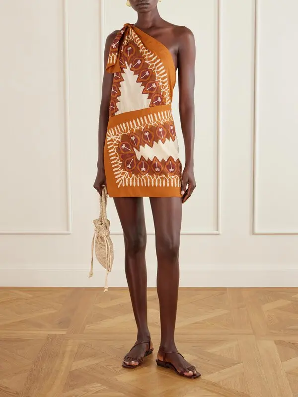 Johanna Ortiz Sun Traveller Printed Cotton-voile Mini Dress - Orange