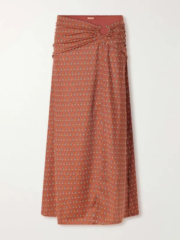 Johanna Ortiz Under The Sun Gathered Printed Recycled Coverup - Brown