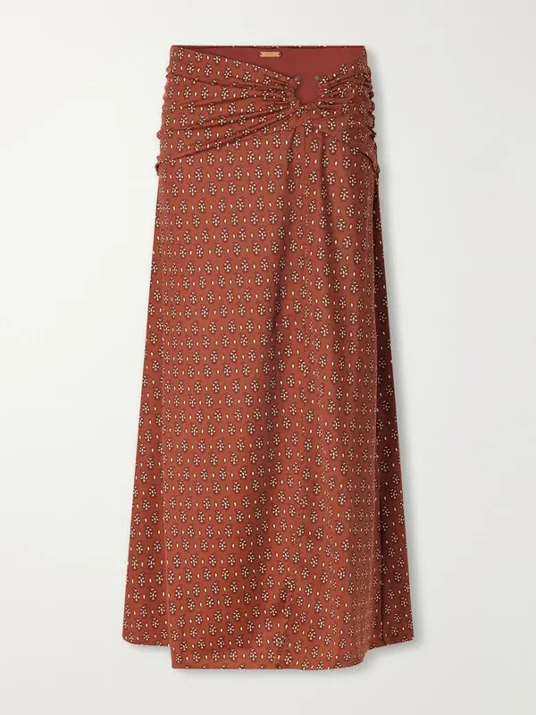 Johanna Ortiz Under The Sun Gathered Printed Recycled Coverup - Brown