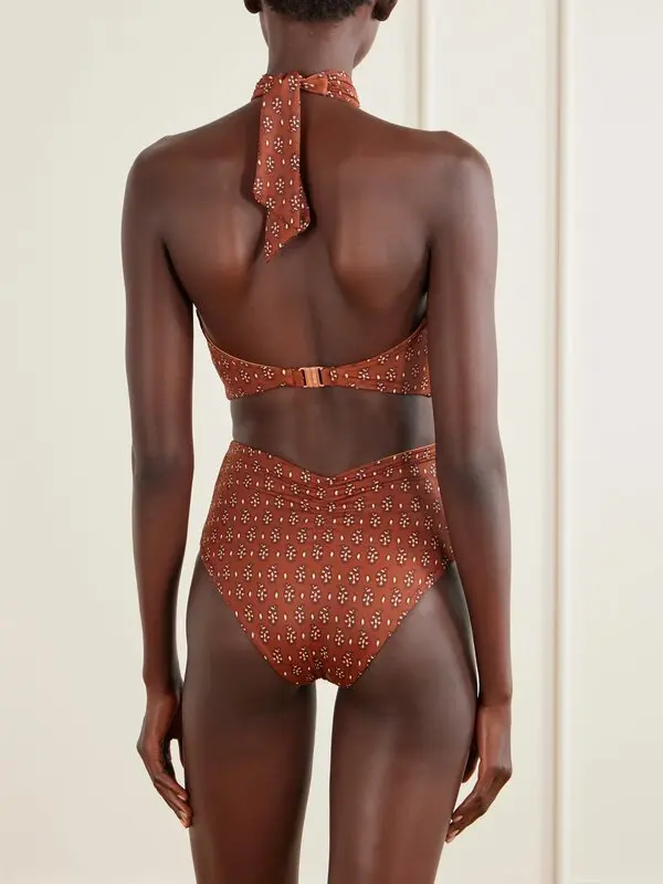 Johanna Ortiz Spice Printed Recycled Bikini Top - Brown