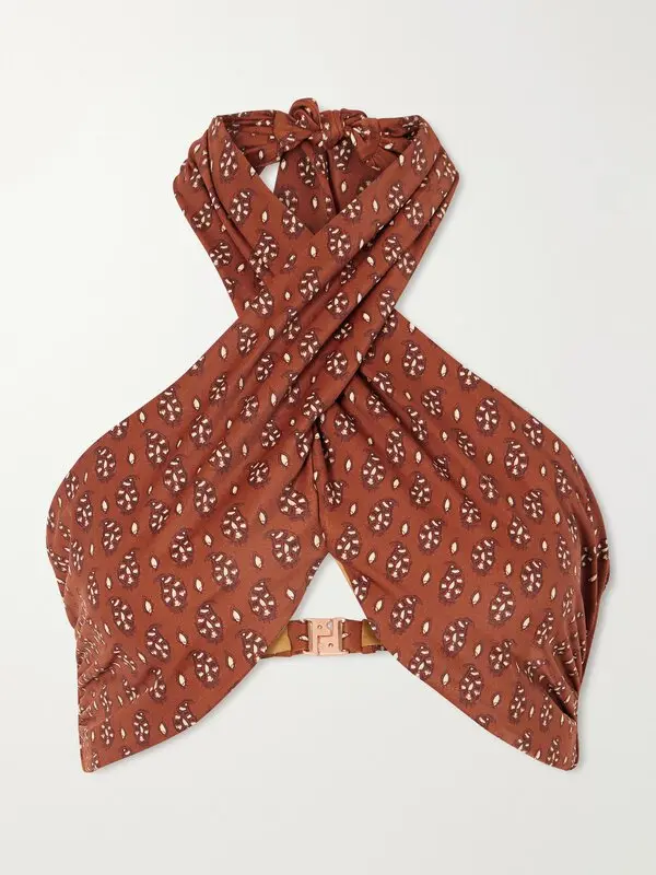 Johanna Ortiz Spice Printed Recycled Bikini Top - Brown