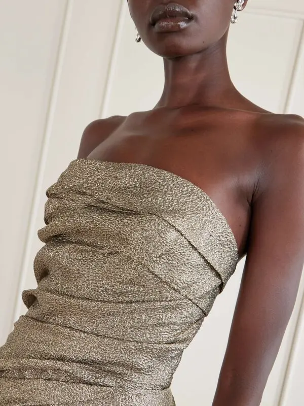 MARMAR HALIM Off-the-shoulder Draped Brocade Gown