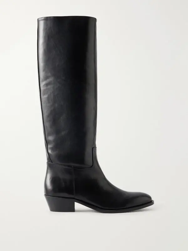 JUDE Den Leather Knee High Boots - Black