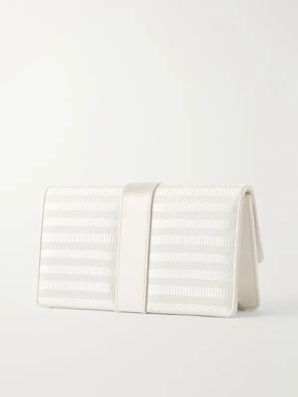 Manolo Blahnik Capri Crystal-embellished Silk-jacquard Clutch