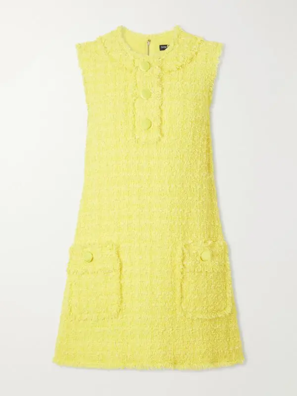 Dolce & Gabbana Sleeveless Tweed Mini Dress - Yellow